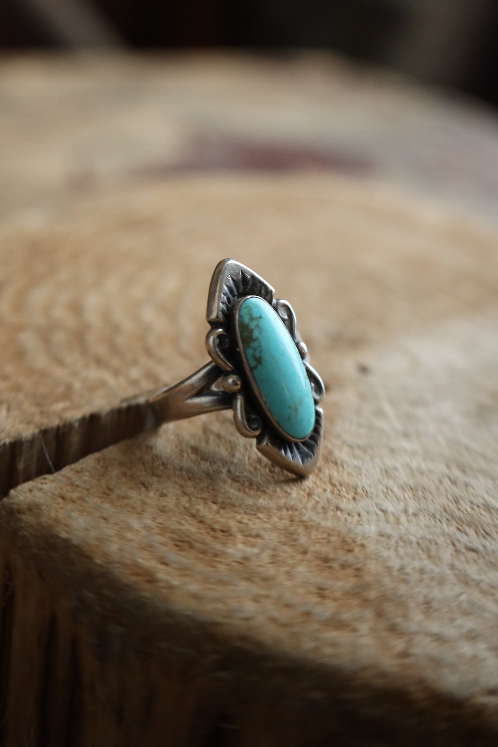 Vintage Turquoise Marquis Frame Ring- 7.5 – Maverick Fine Western Wear
