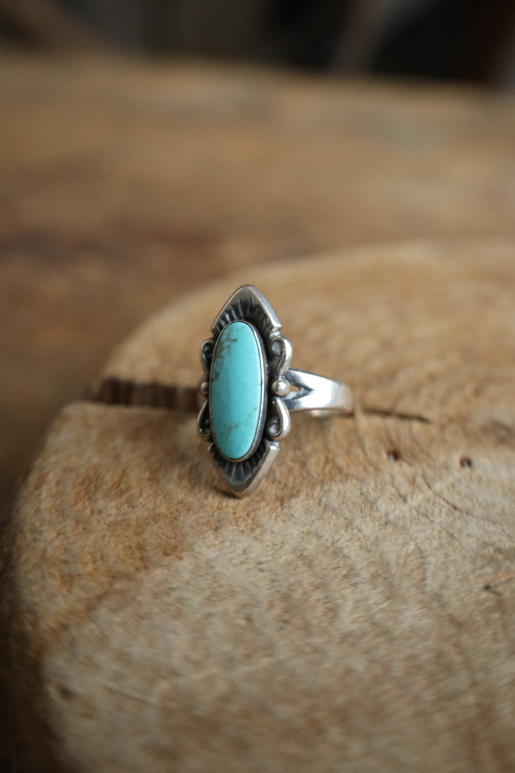 Vintage Turquoise Marquis Frame Ring- 7.5 – Maverick Fine Western Wear