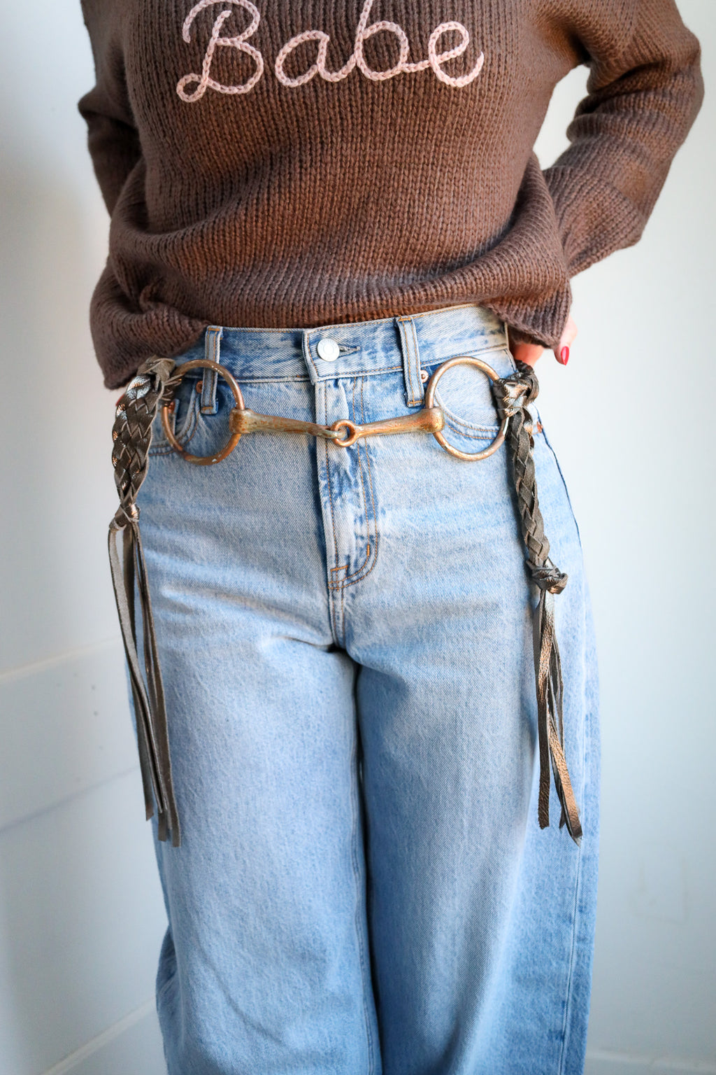 A Rare Bird Women's Bit and Braided Leather Belt- Platinum – Maverick ...