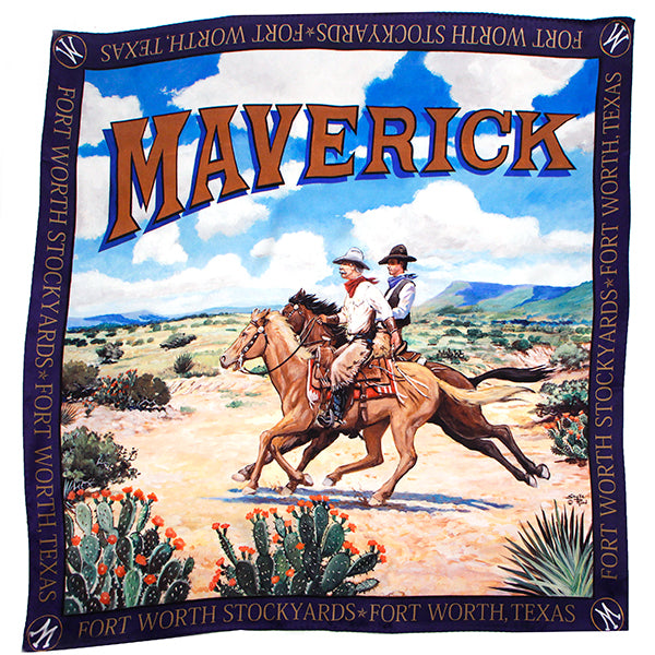 Maverick Exclusive Cowboy Mural Silk Scarf 26X26 – Maverick Fine ...